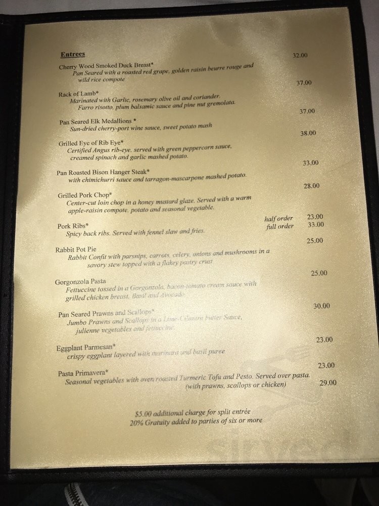 The Mountain House menu in Woodside, California, USA