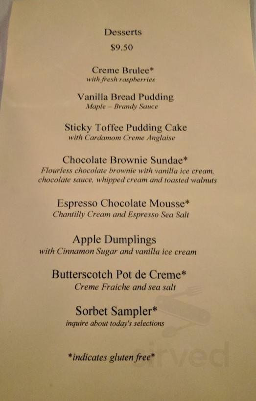 The Mountain House menu in Woodside, California, USA