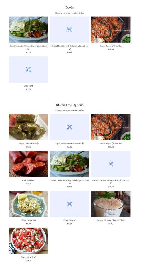 Village Greek menu in Cranston, Rhode Island, USA