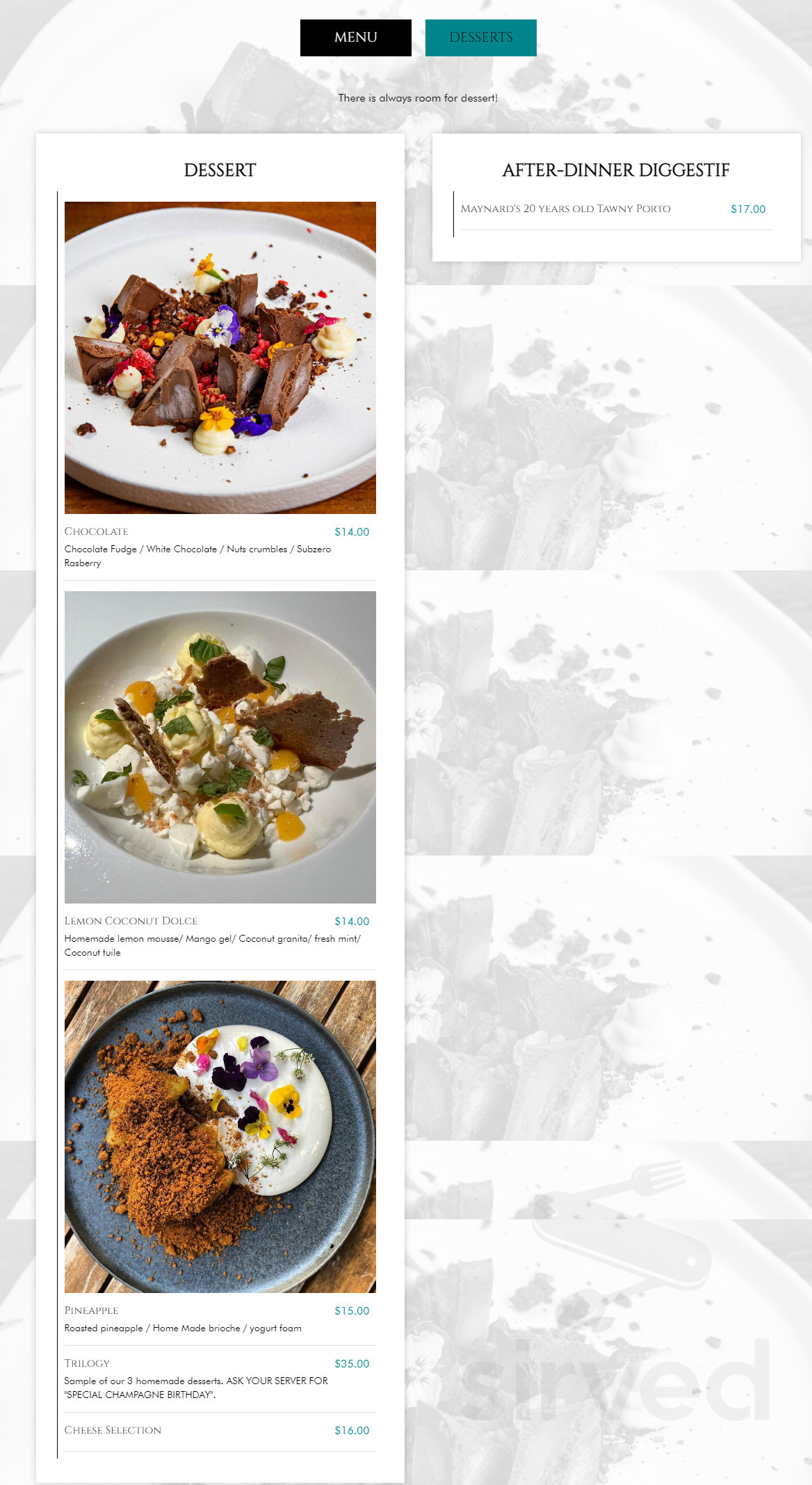 Menu for Alloy Bistro Gourmet in Miami, Florida, United States