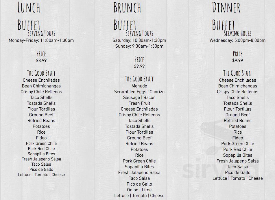 Menu - Brighton CO's La Estrellita | Sirved