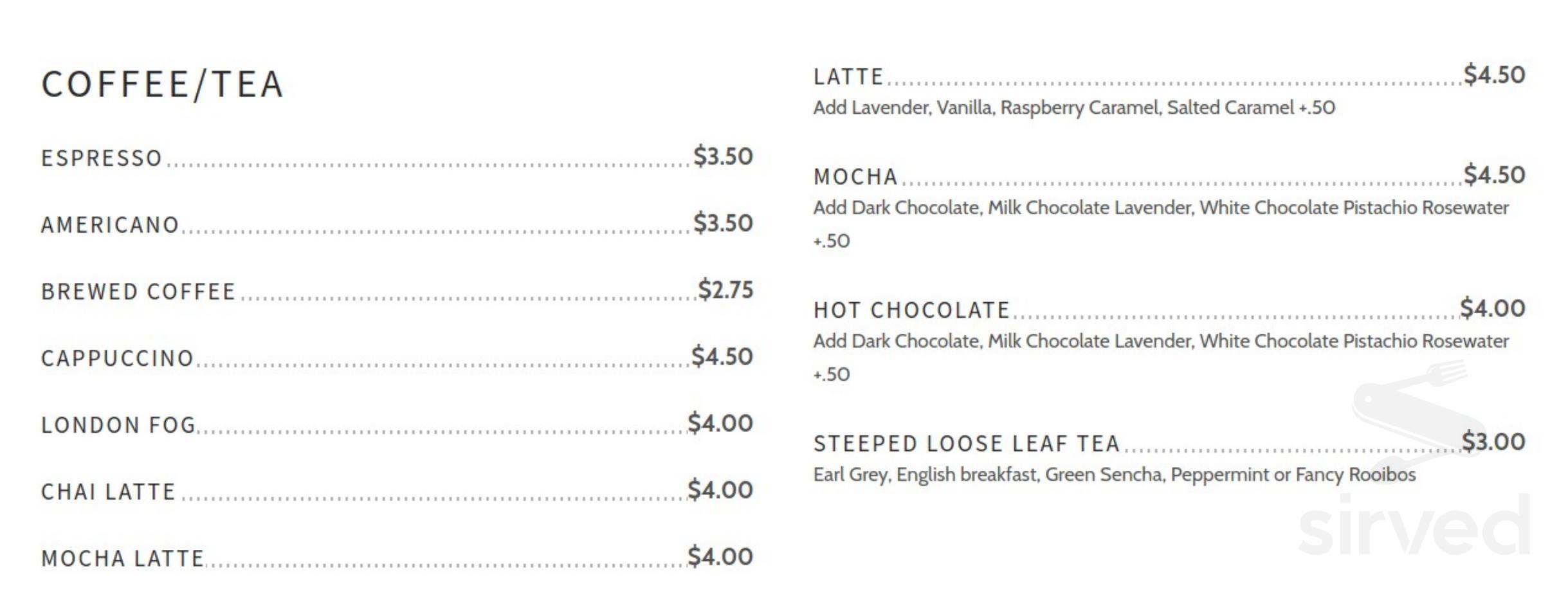 Skye Cafe & Bistro menus in Regina, Saskatchewan, Canada