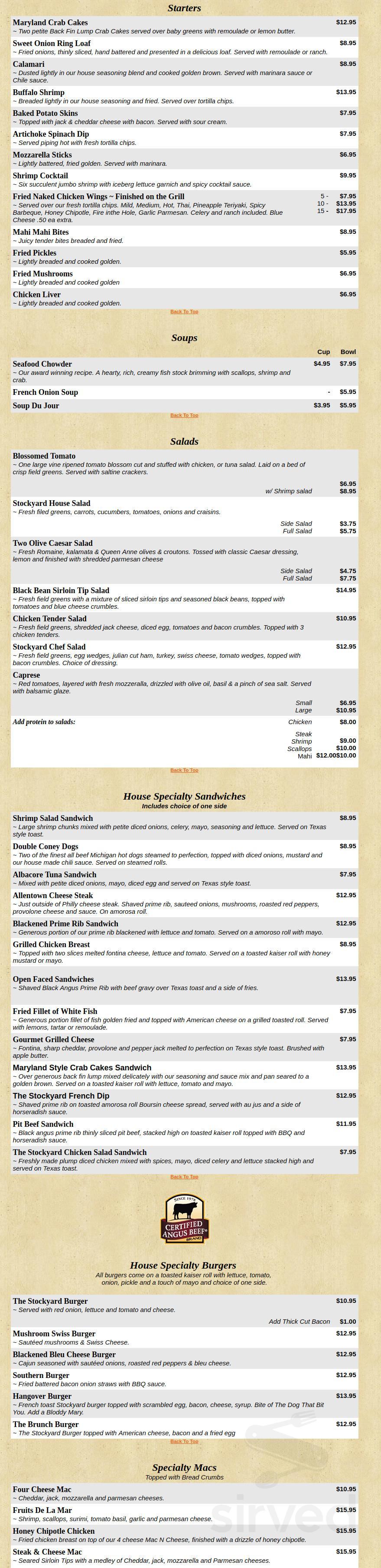 The DeLand Stockyard menus in DeLand, Florida, United States
