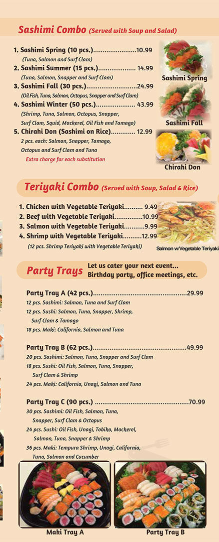 Hockey Sushi menu in Kanata, Ontario, Canada