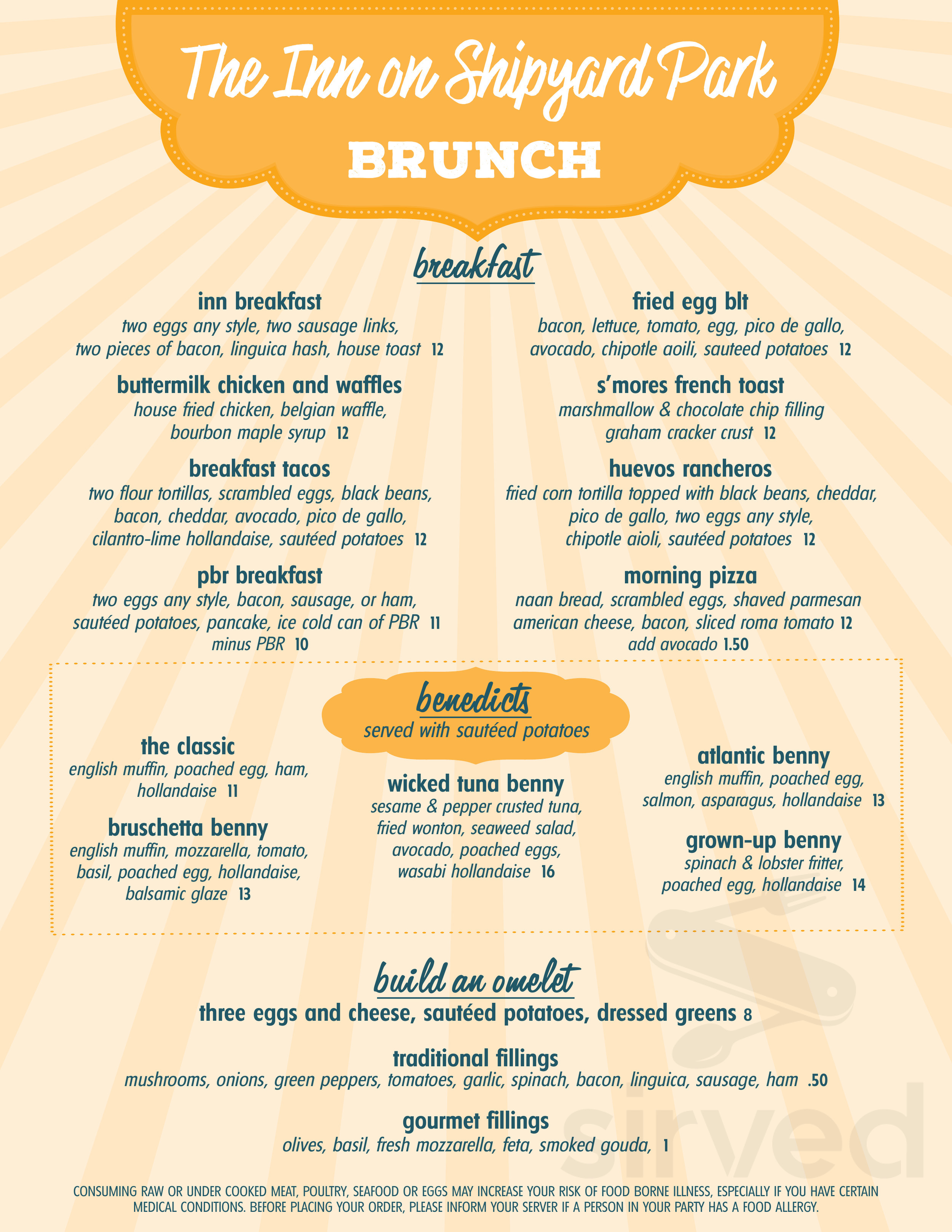 The Inn On Shipyard Park menu in Mattapoisett, Massachusetts, USA