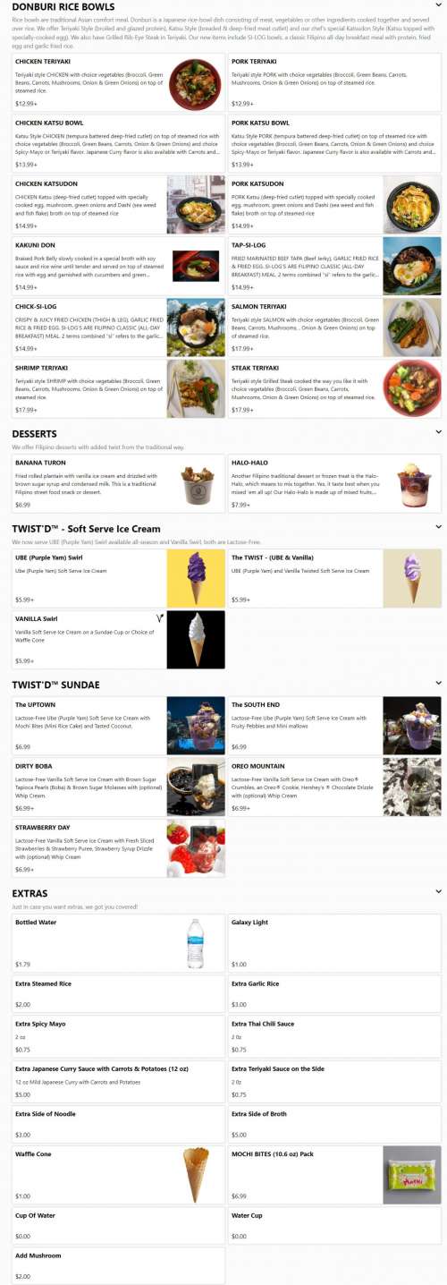 Binki Cafe Charlotte menu in Charlotte, North Carolina, USA