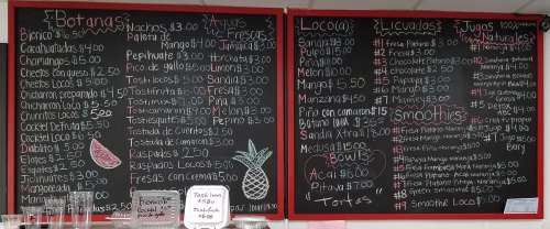disFRUTA menu in Oceanside, California, USA