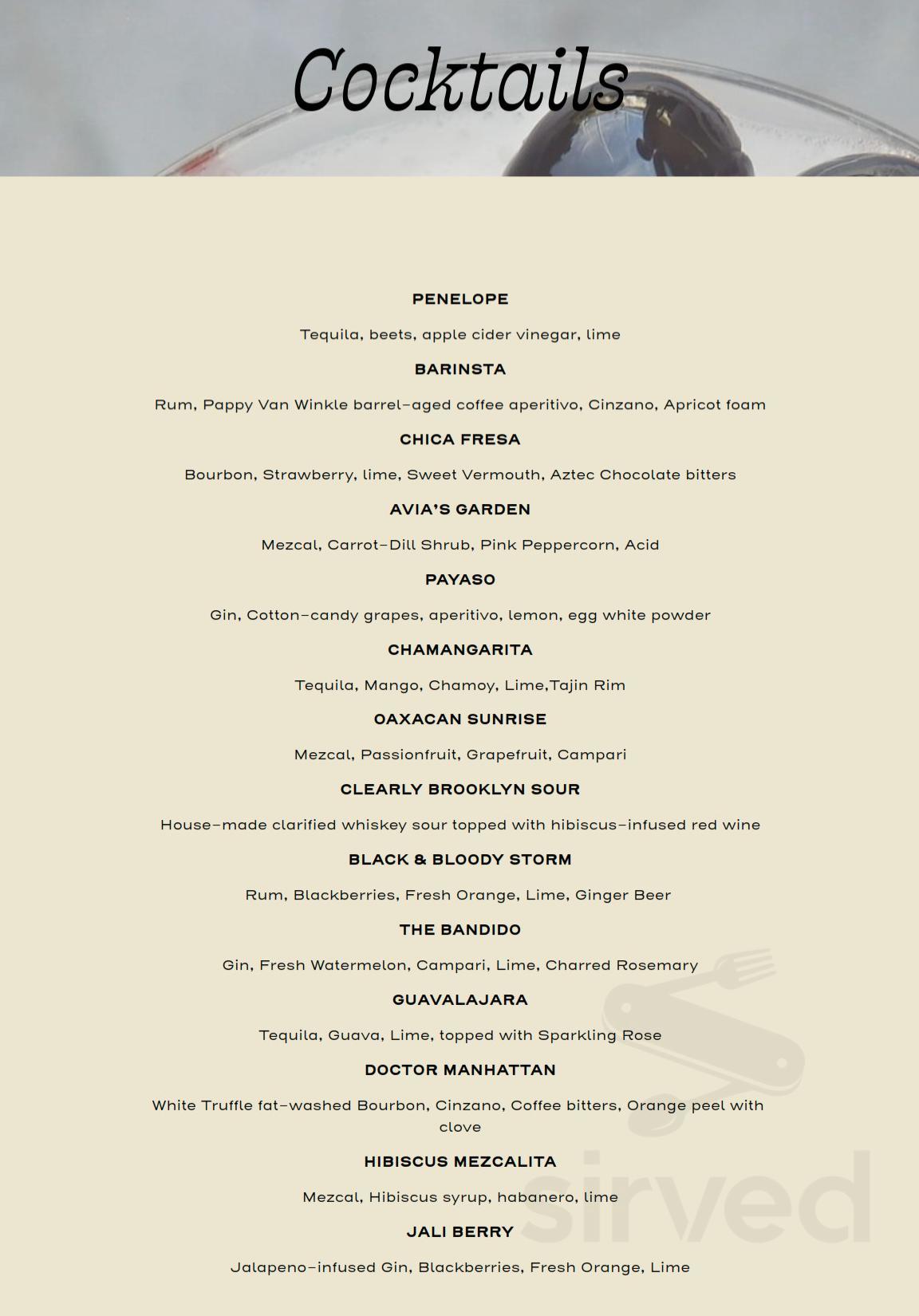 Penelope menu in Oakland, California, USA