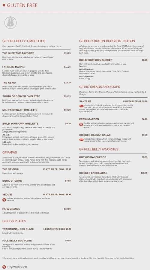 Weck's menu in Farmington, New Mexico, USA