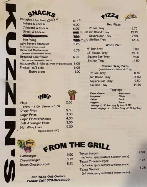 Kuzzin's Cafe menu in Dunmore, Pennsylvania, USA