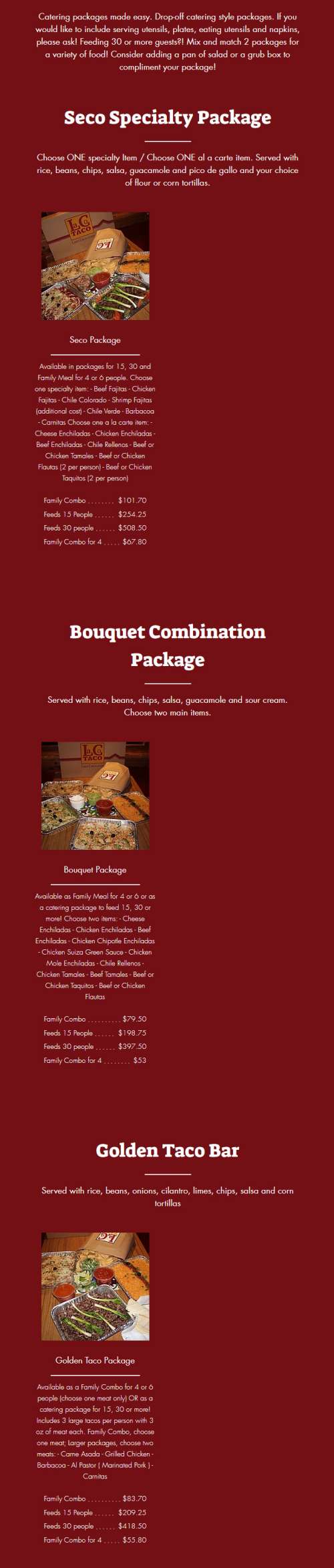 LaCo Taco menu in Valencia, California, USA