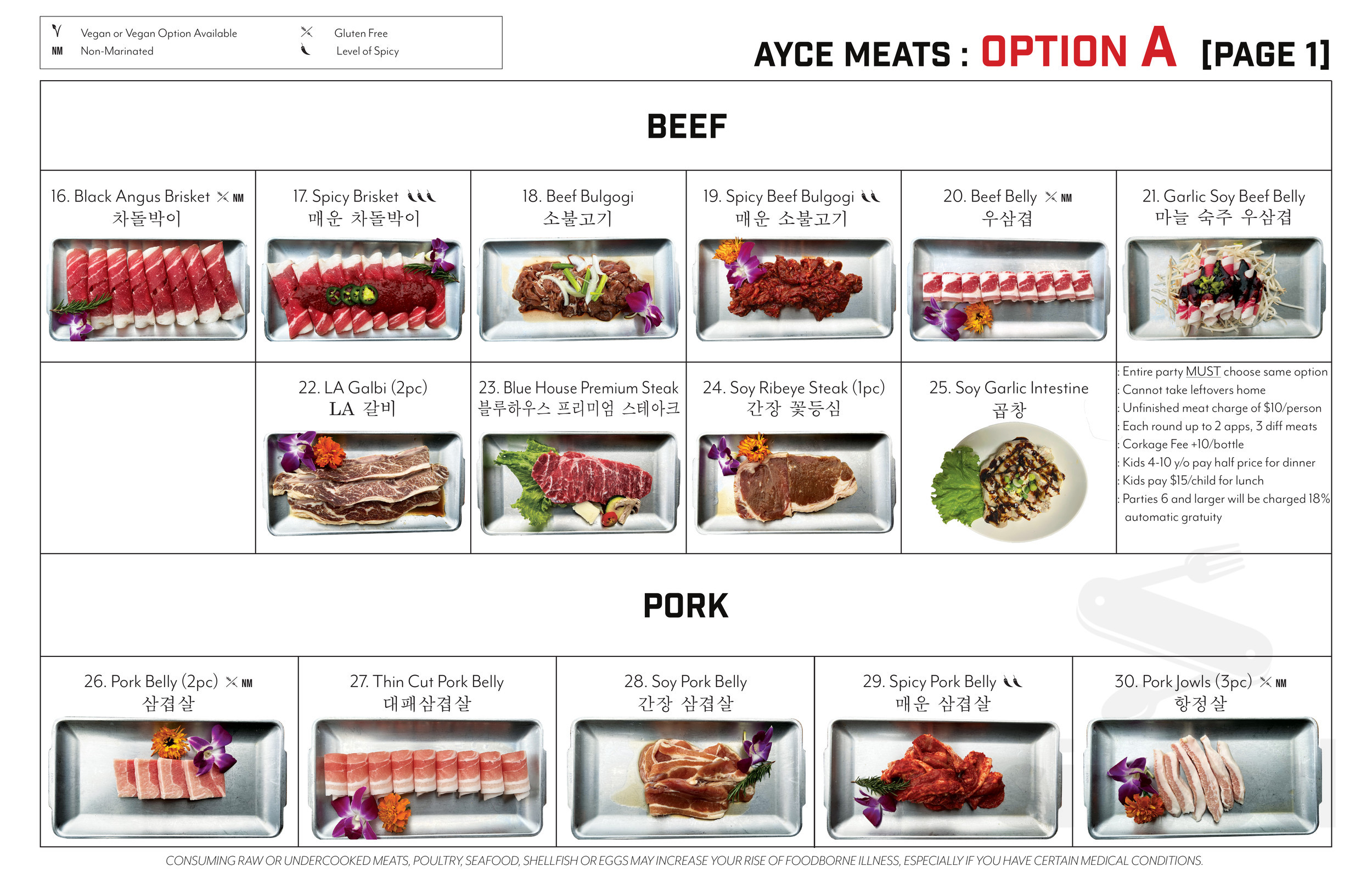 Blue House Korean BBQ menu in Roseville, California, USA