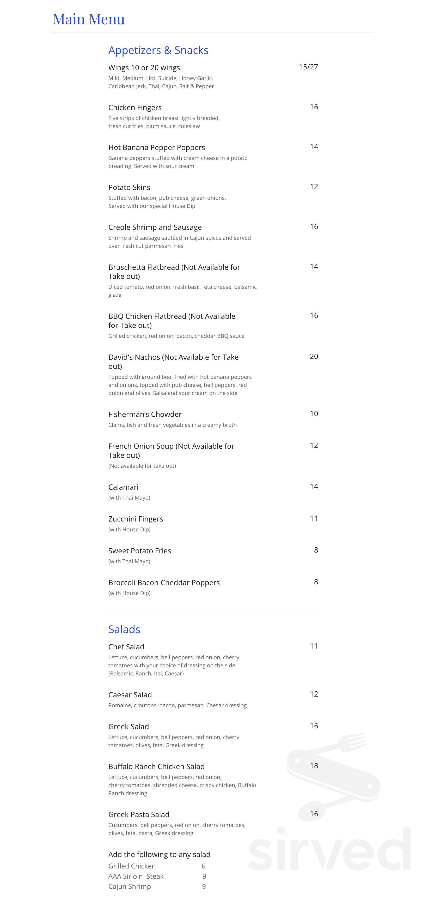 Swan on the Rideau menu in Manotick, Ontario, Canada