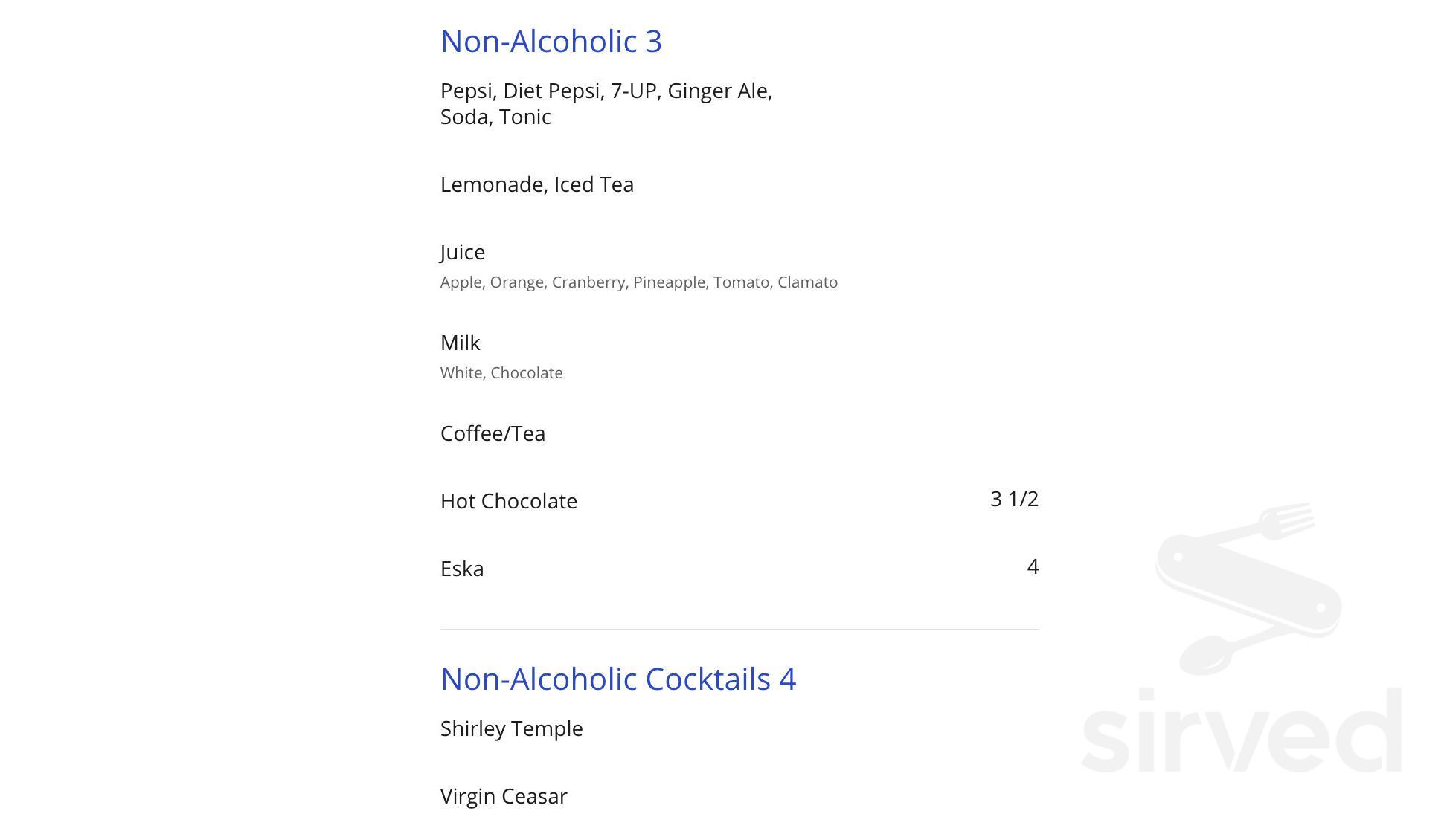 Swan on the Rideau menu in Manotick, Ontario, Canada