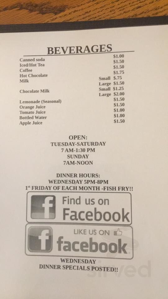 Menu - Serena IL's Serena Cafe | Sirved