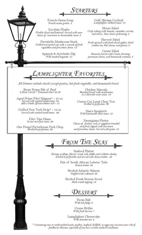The Lamplighter Restaurant menu in Delmont, Pennsylvania, USA