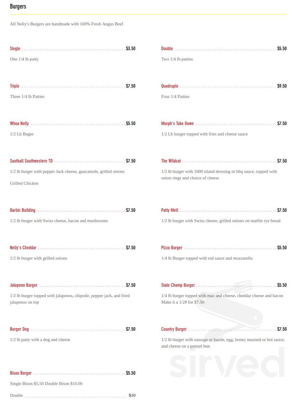 Nelly's menus in Wilmington, Illinois, United States