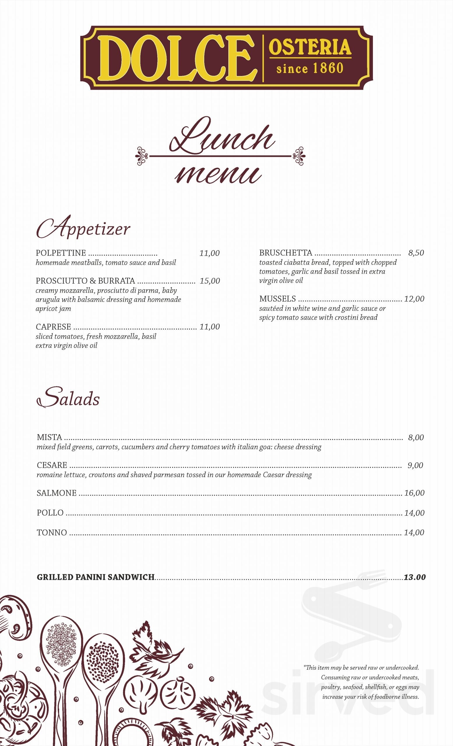 Dolce Osteria menu in Charlotte, North Carolina, USA