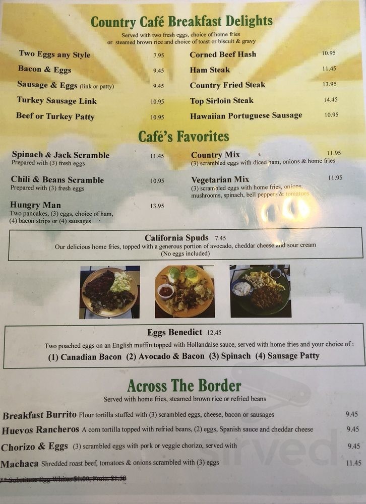 Country Cafe menus in Cypress, California, United States