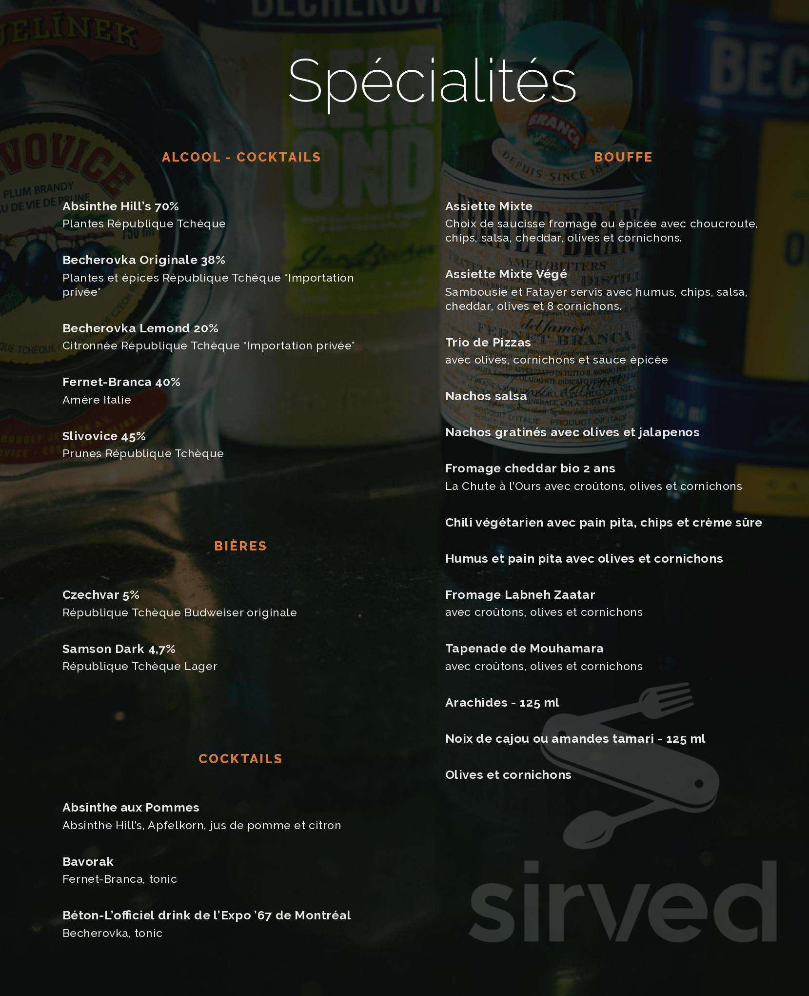 Bily Kun menu in Montreal, Quebec H2T 1P9, Canada