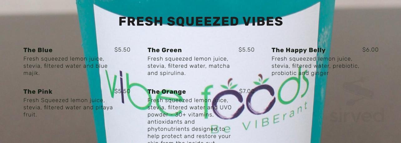 Vibe Foods Superfood Bar menus in Parker, Colorado, United States