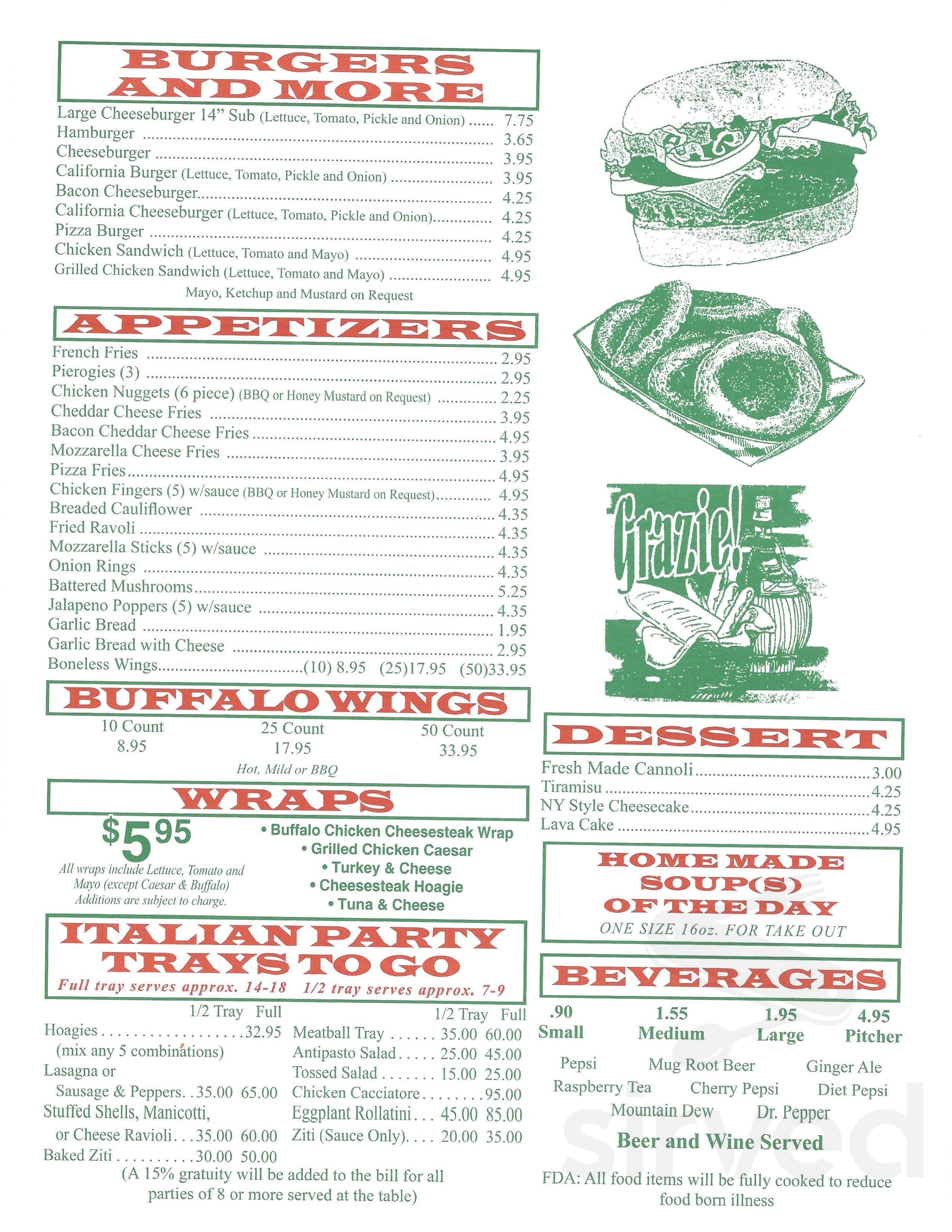 Mario's Pizza Shop menu in Northampton, Pennsylvania, USA