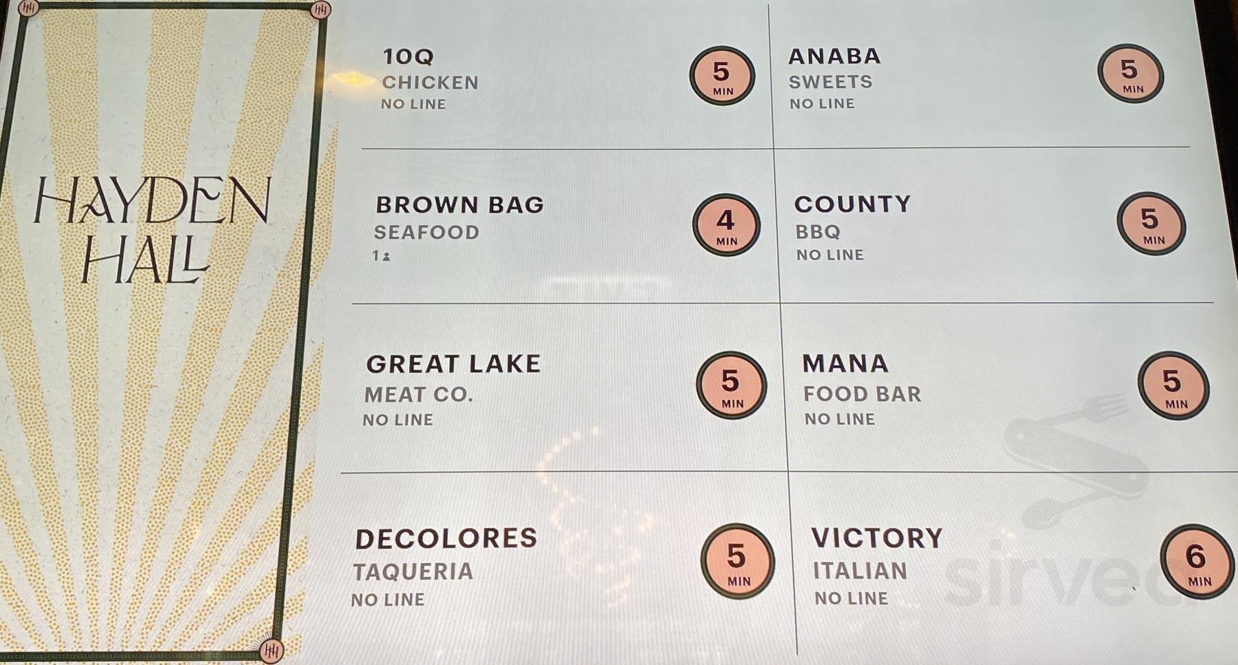 Hayden Hall menu in Chicago, Illinois, USA