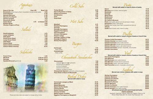 Peppinos menu in Callicoon, New York, USA