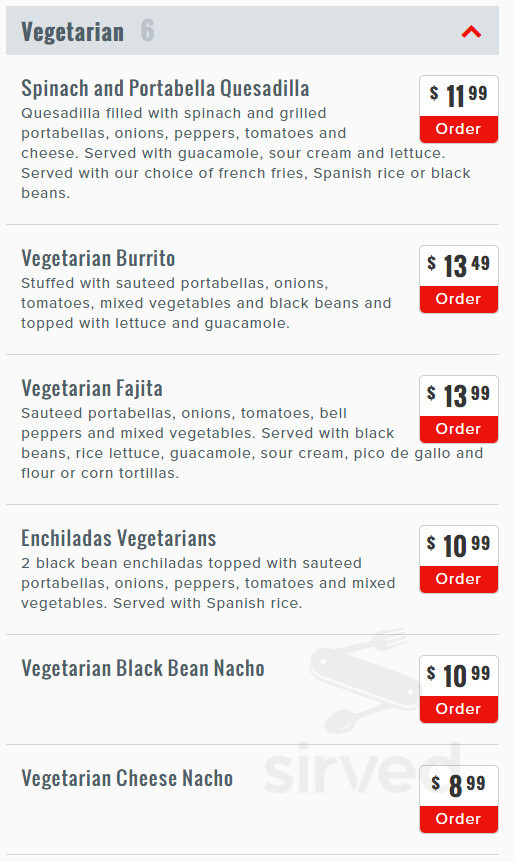 El Taco Loco Mexican Restaurant menu in Virginia Beach, Virginia, USA