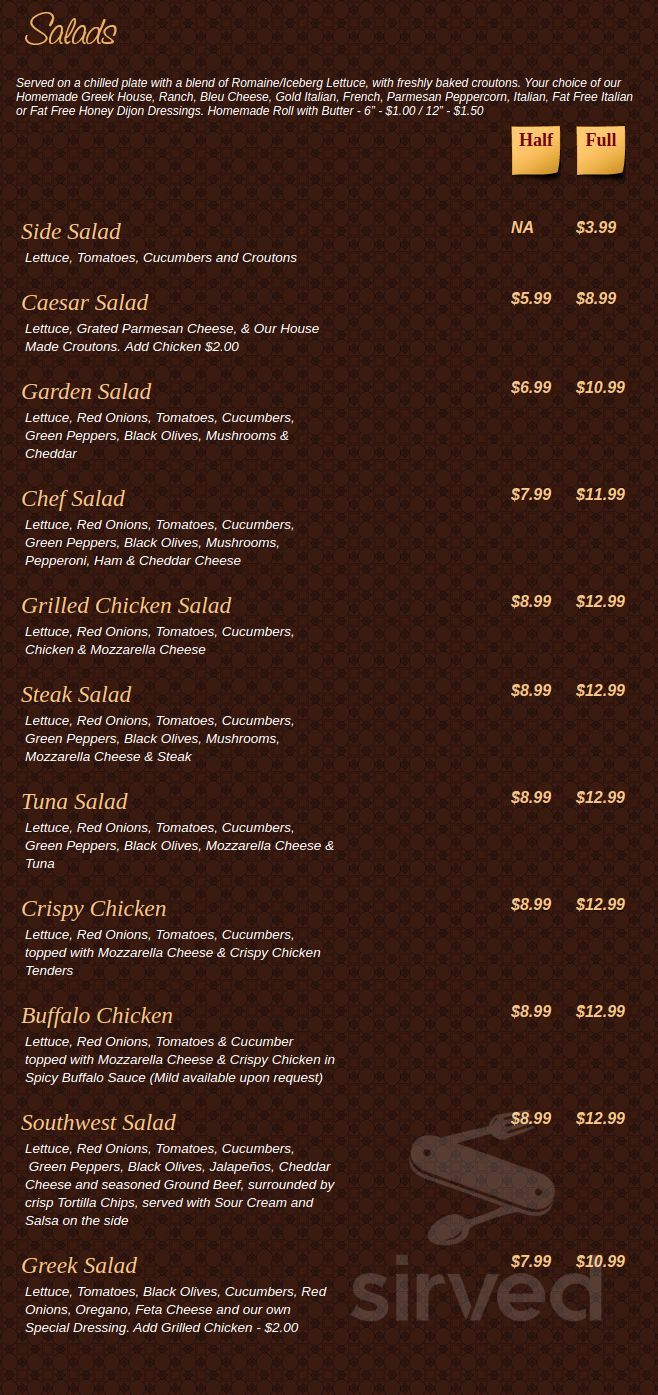 Menu for Pizza Mia in Bellefonte, PA | Sirved