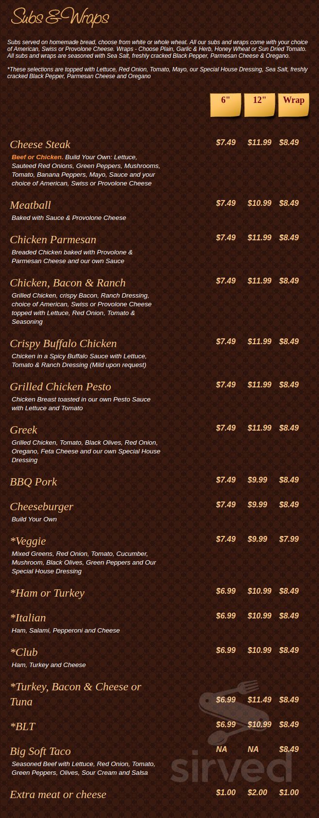 Pizza Mia menu in Bellefonte, Pennsylvania, USA