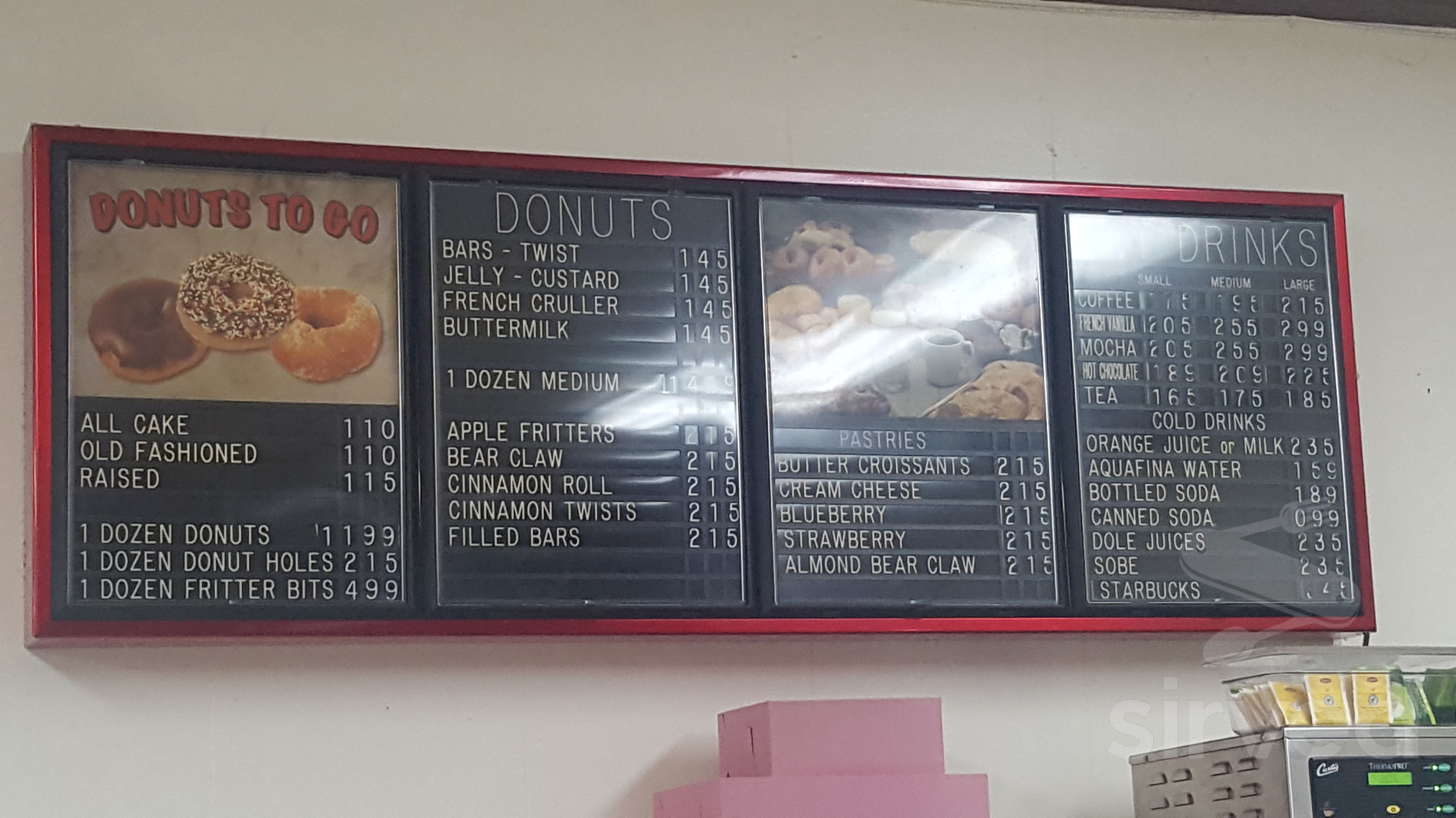 Donuts To Go menu in Carson City, Nevada, USA