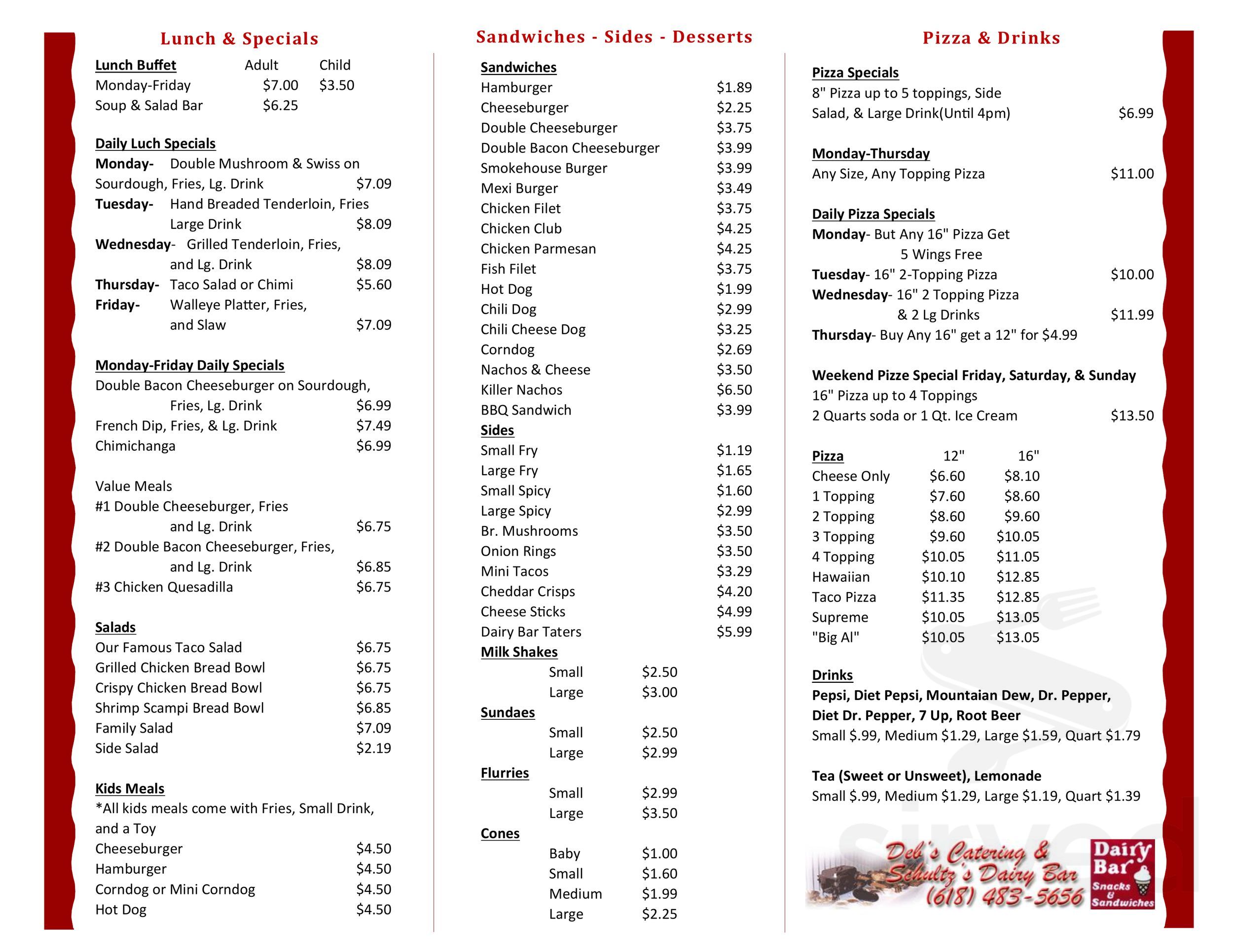 Schultz's Dairy Bar menus in Altamont, Illinois, United States
