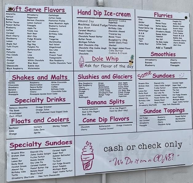 Menu for Prescott's Cone Zone in Owosso, MI | Sirved