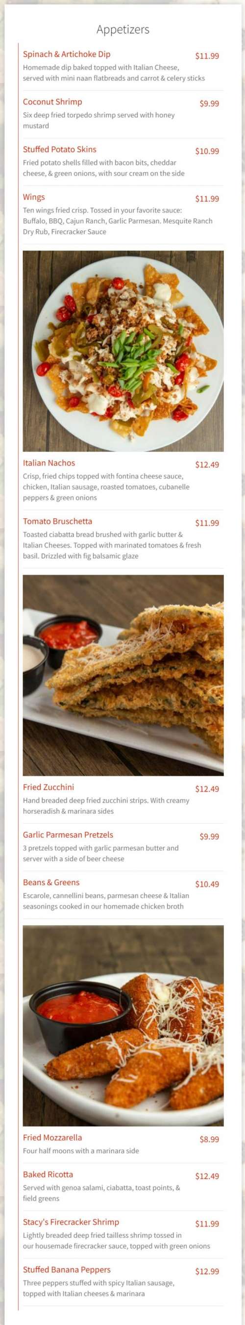 Gianna Vias Restaurant & Bar menu in Pittsburgh, Pennsylvania, USA
