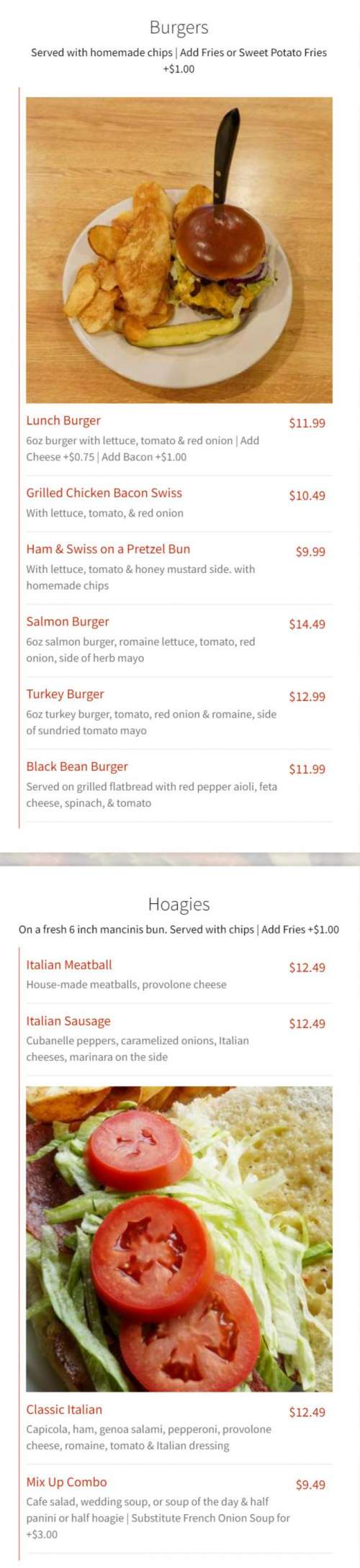 Gianna Vias Restaurant & Bar menu in Pittsburgh, Pennsylvania, USA