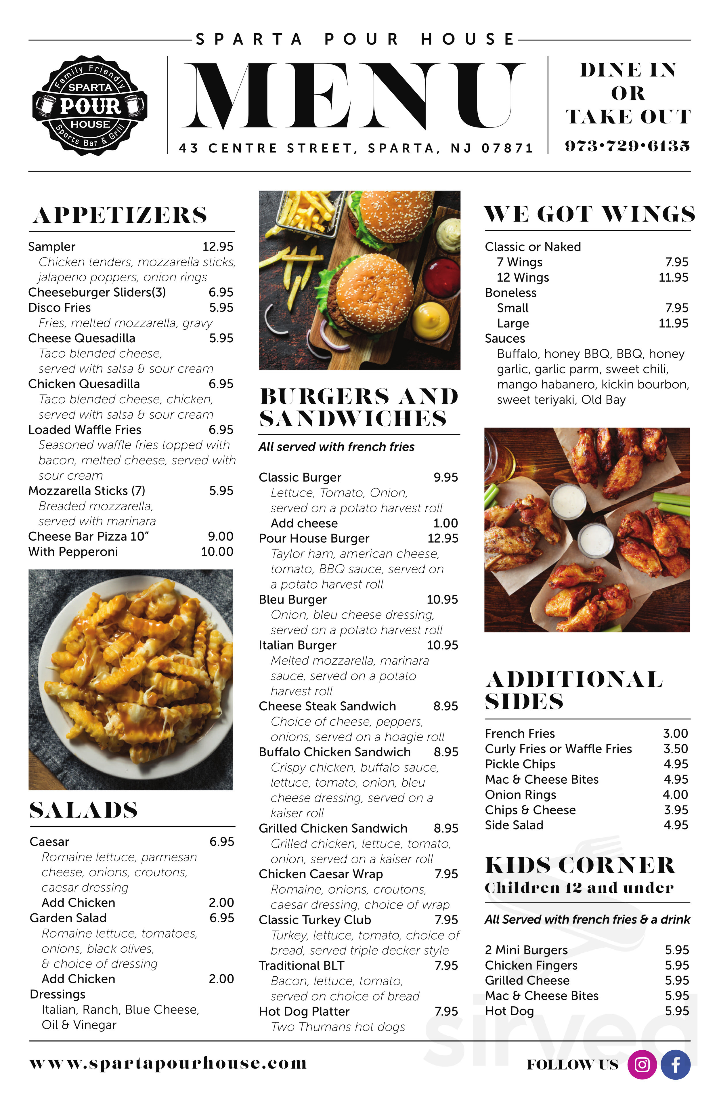 Sparta Lanes menu in Sparta Township, New Jersey, USA