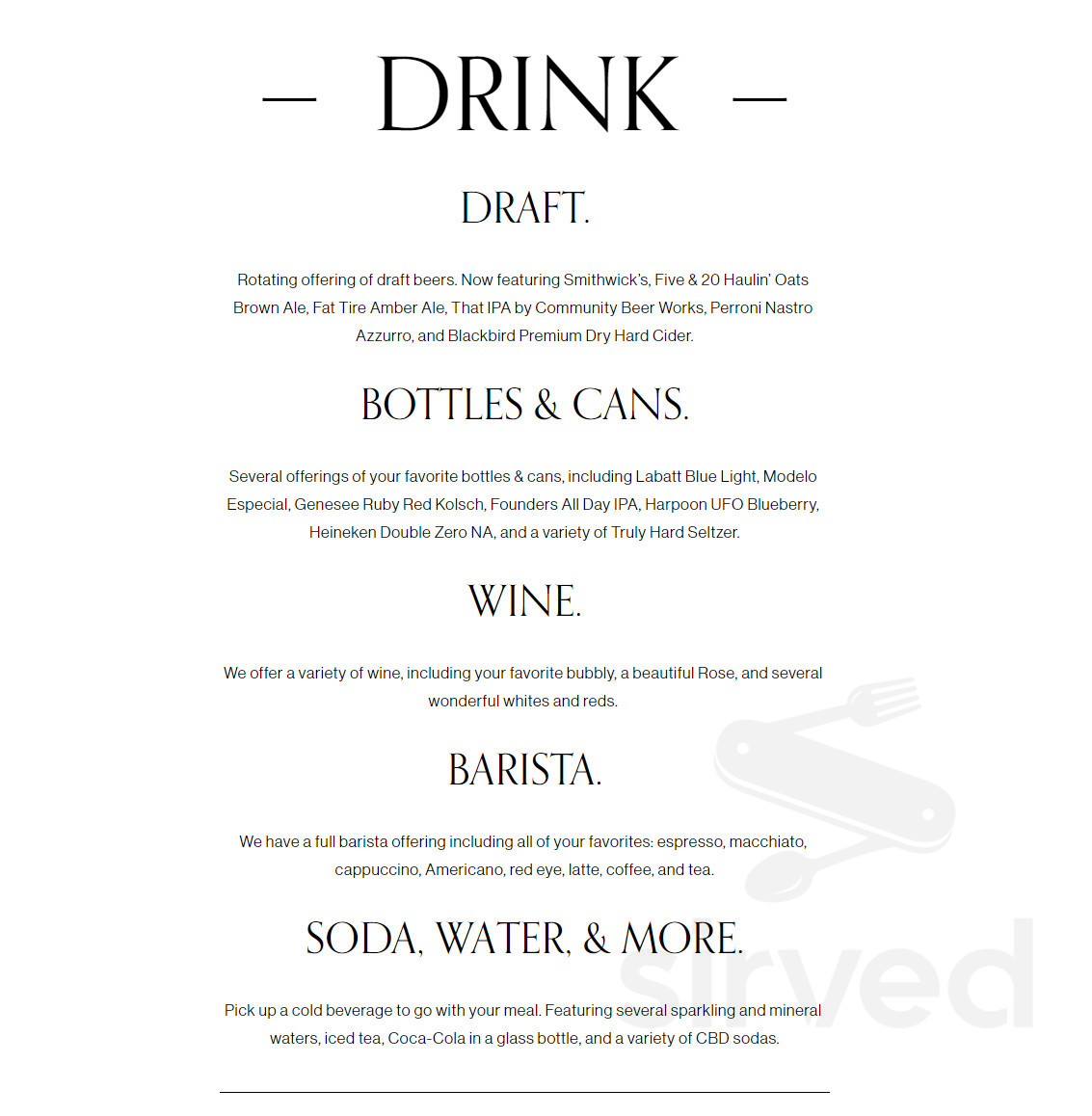 Daniela menu in Buffalo, New York, USA