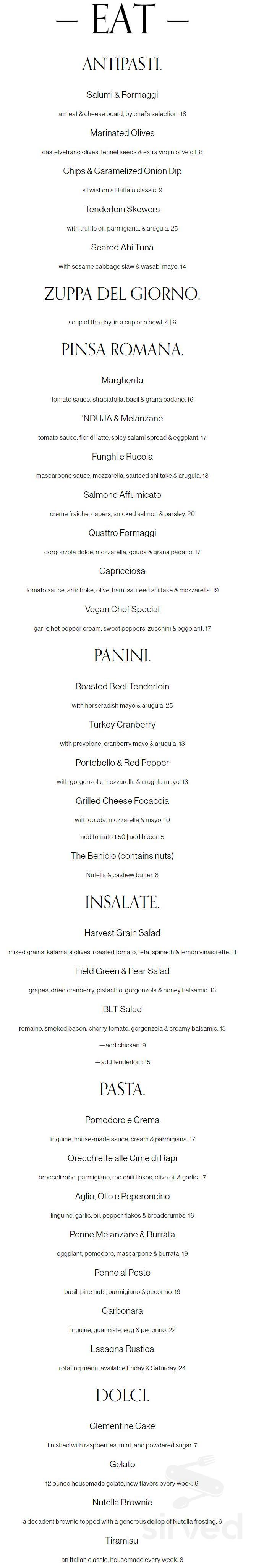 Daniela menu in Buffalo, New York, USA