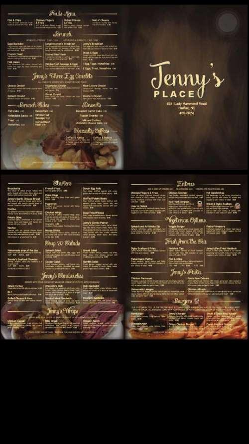 Jenny's Bar & Grill menu in Halifax, Nova Scotia, Canada