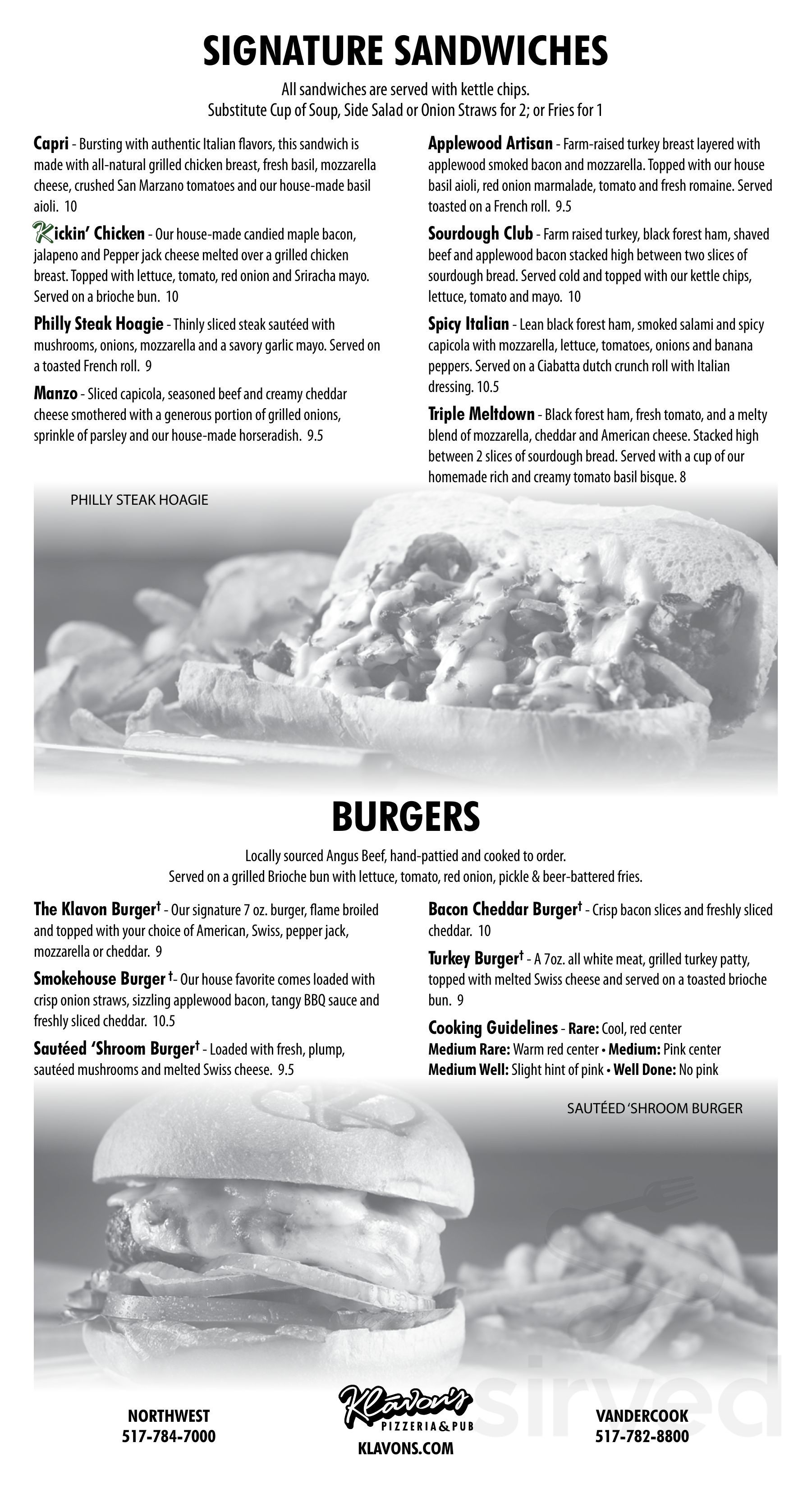 Klavon's Pizzeria & Pub menus in Jackson, Michigan, United States