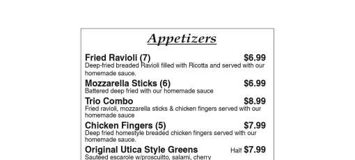 Utica Pizza Company Menu - North Syracuse, New York | Sirved