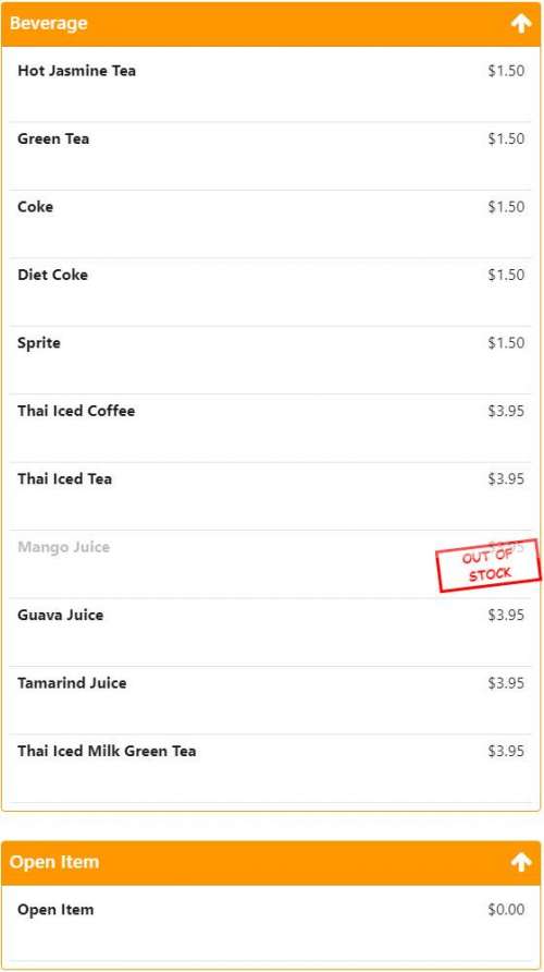 Hello Thai menu in Chicago, Illinois, USA