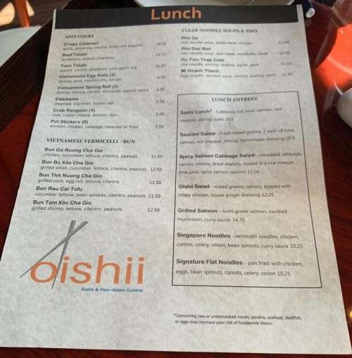 Oishii - SMU Blvd menu in Dallas, Texas, USA