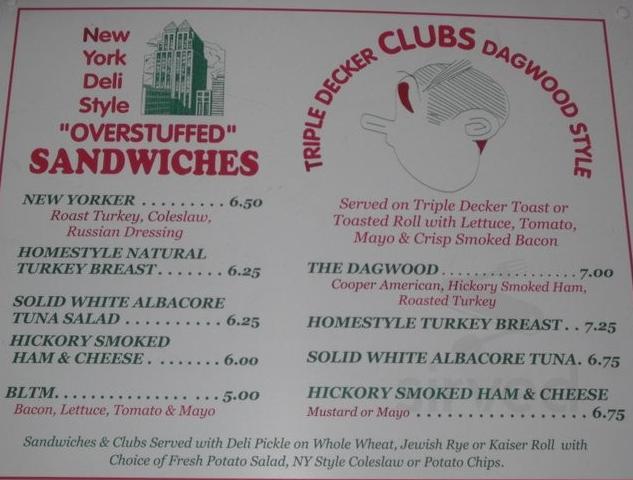 The Jackson House menu in Harrisburg, Pennsylvania, USA