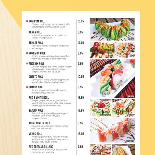 Akimi menu in Houston, Texas, USA