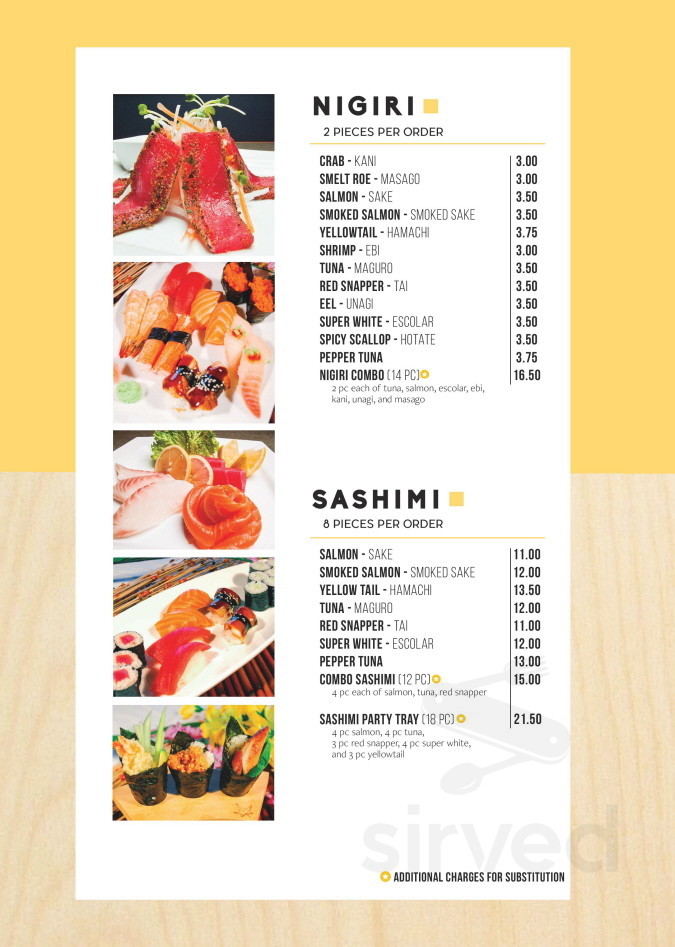 Akimi menu in Houston, Texas, USA
