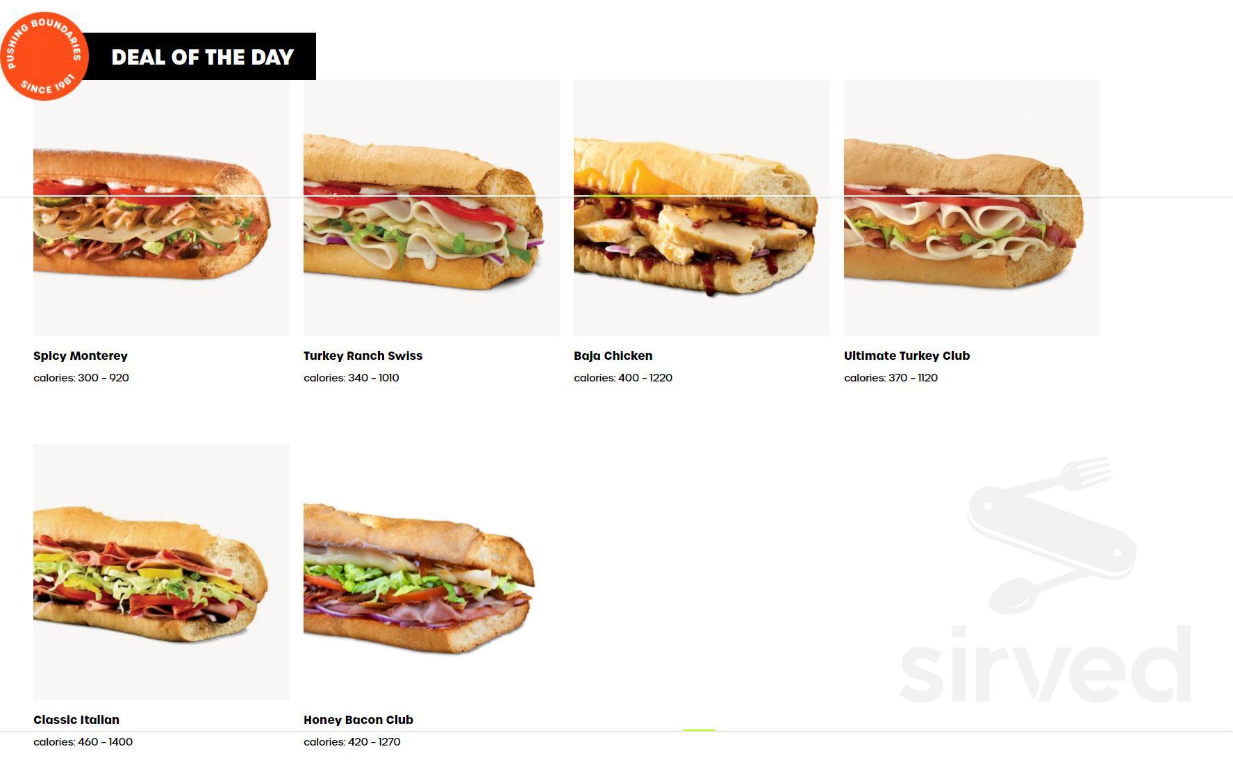 Menu - Houston TX's Quiznos | Sirved