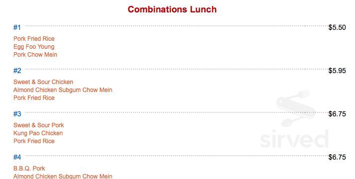 Panda Inn Restaurant menu in Longview, Washington, USA