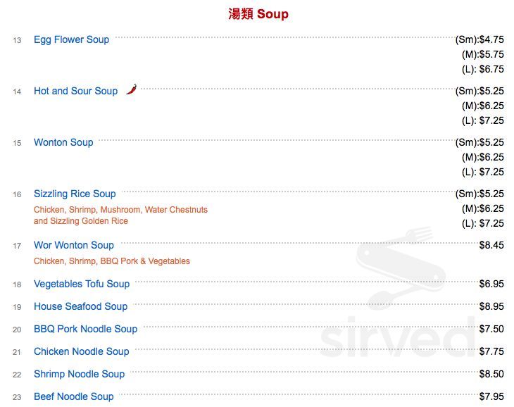 Panda Inn Restaurant menu in Longview, Washington, USA